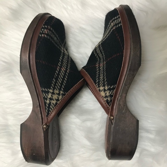 J. Crew | Shoes | J Crew Plaid Platform Clogs With Wood Soles 7 | Poshmark